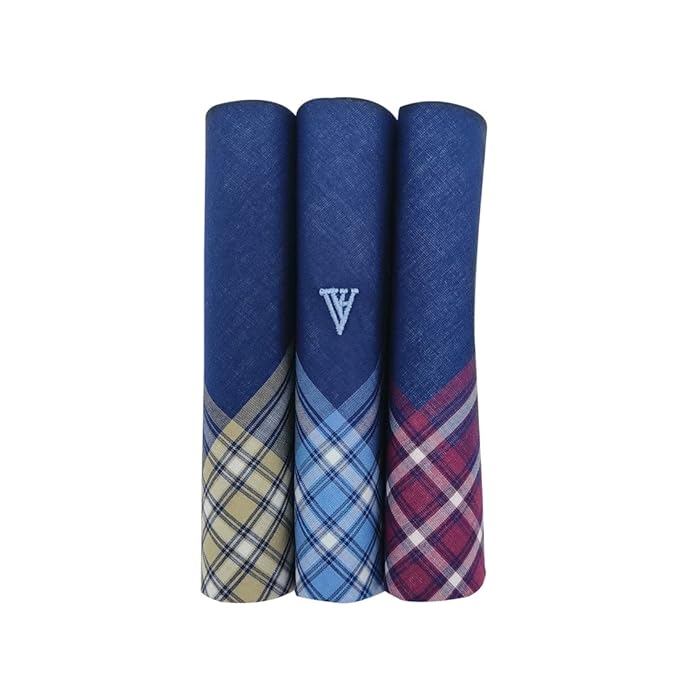 Van Heusen Men's Cotton Dark Handkerchief with Brand Logo (Pack of 3 ...